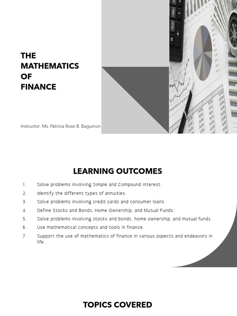 Lesson 7 - Math of Finance | PDF | Interest | Percentage