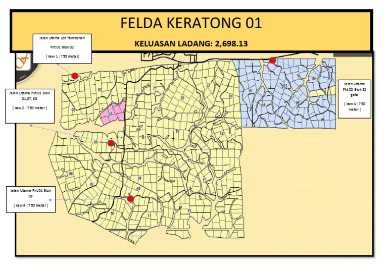 Felda Keratong 01 peta jalan utama blok 01-09 | PDF