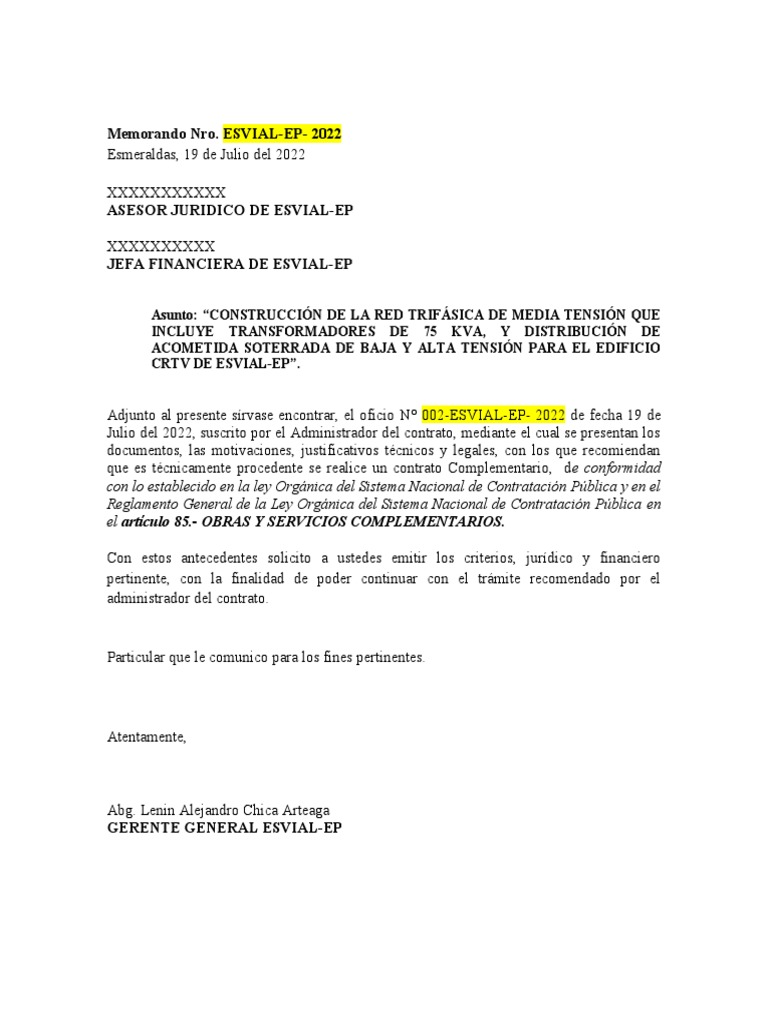 Oficio Criterio Juridico Complementario | PDF