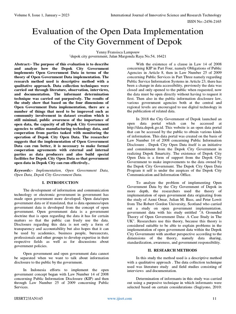 Evaluation of The Open Data Implementation of The City Government of Depok | PDF | Comma ...