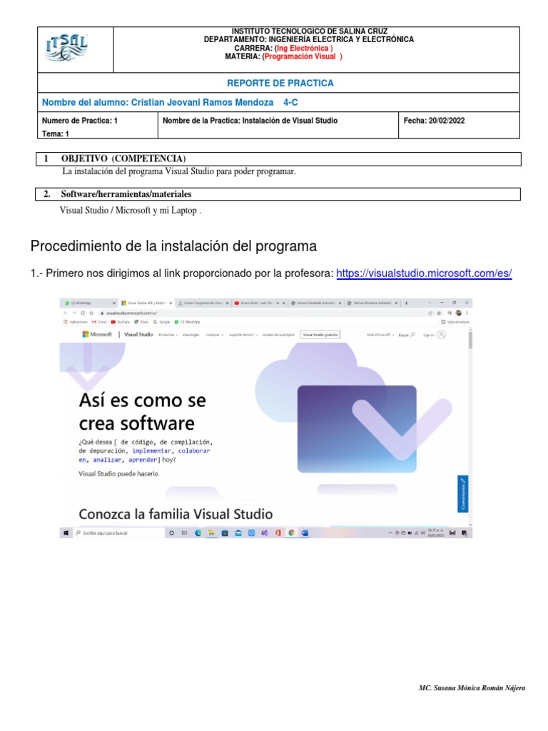Practica 1. Instalación de Visual Studio | PDF