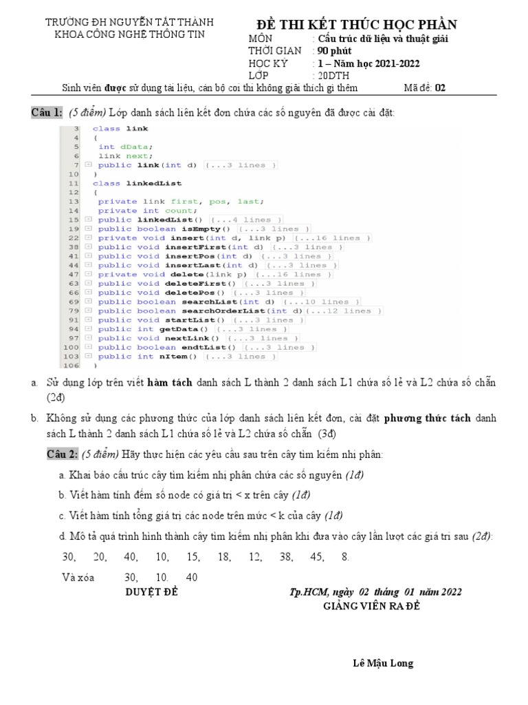 De - 2 - CTDL T01-2022 | PDF