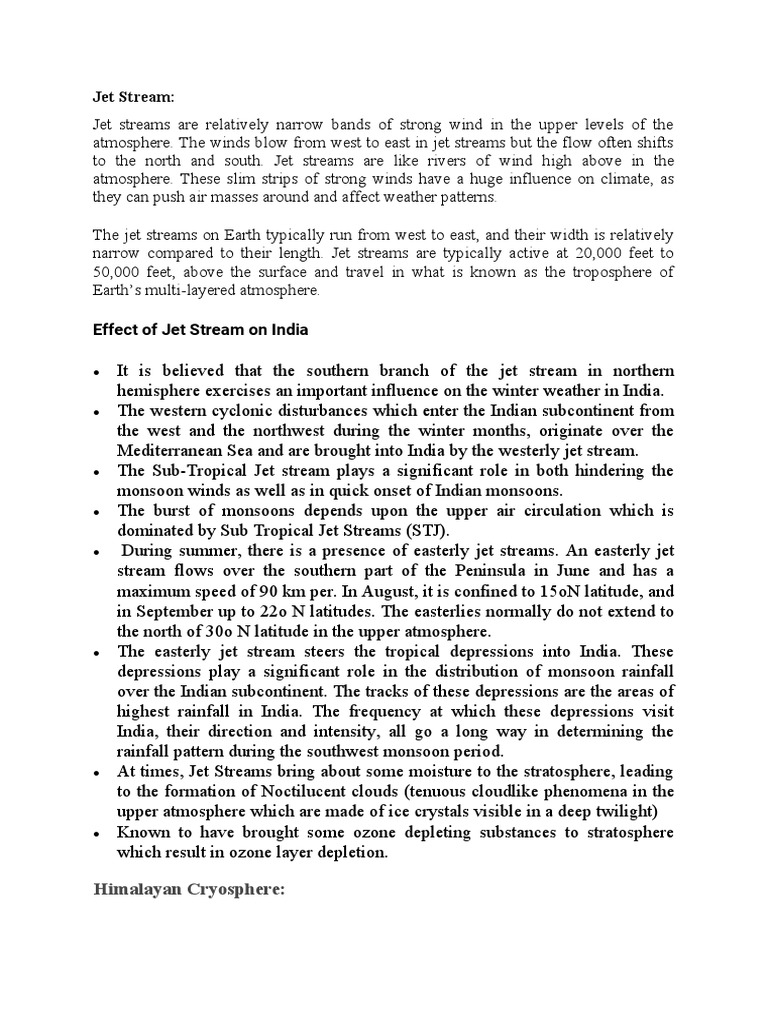 Jet Streams and India's Climate Impact | PDF | Jet Stream | Himalayas