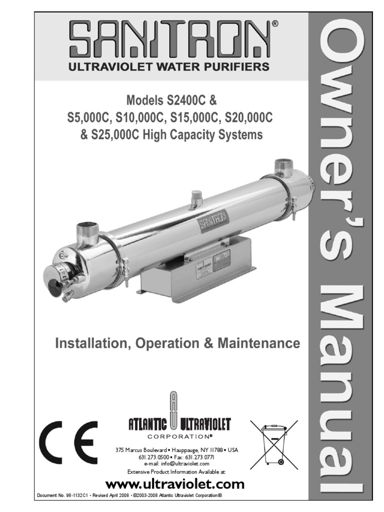 Sanitron S2400C Owners Manual | PDF | Water Purification | Water