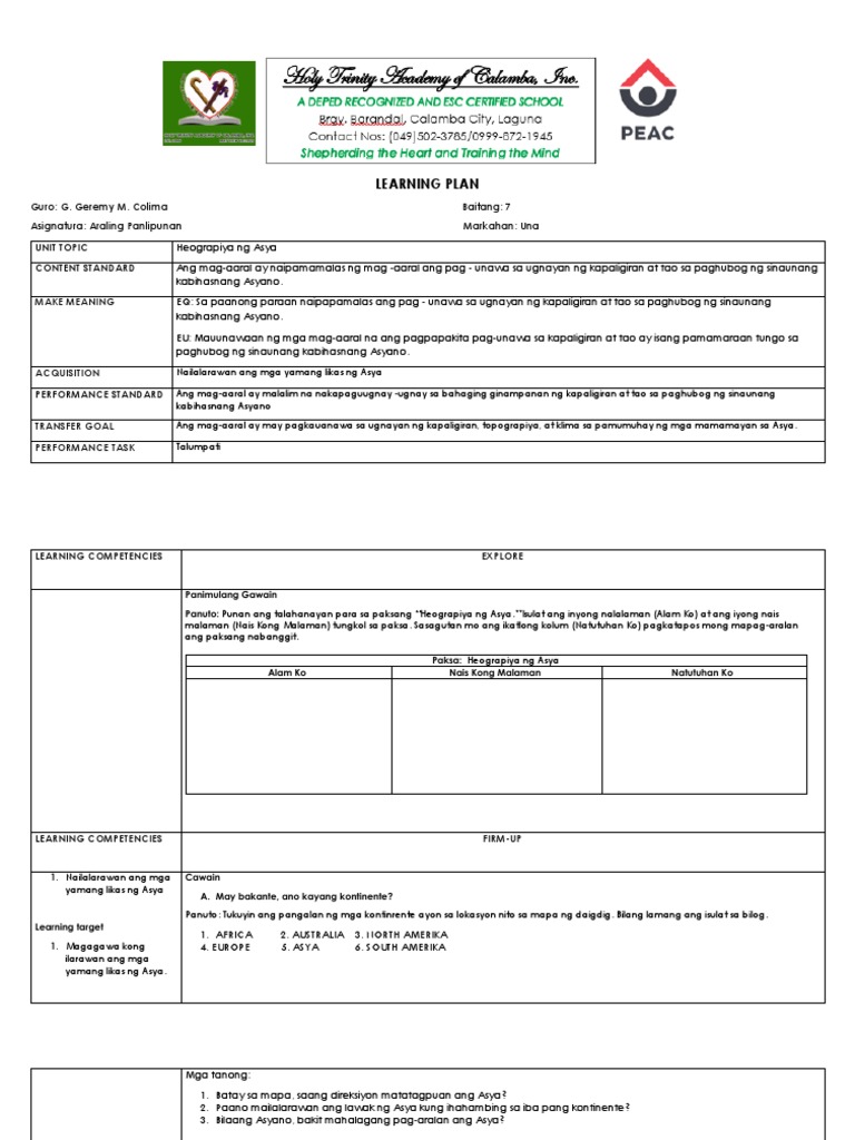 Grade 7 - LP 1ST | PDF
