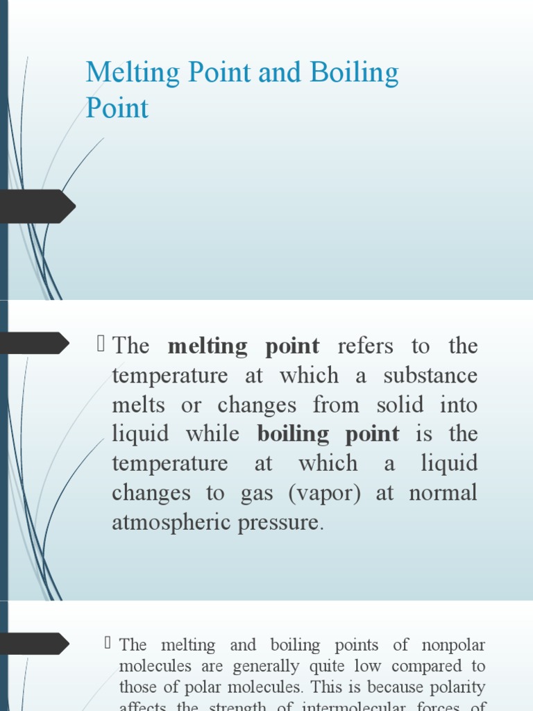 Melting Point and Boiling Point | PDF | Chemical Polarity | Mixture