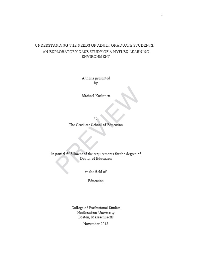 Understanding The Needs of Adult Graduate Students An Exploratory Case ...
