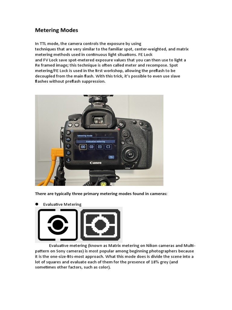Metering Modes | PDF | Exposure (Photography) | Optics