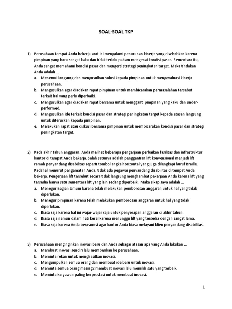 Soal Soal TKP | PDF | Karier & Perkembangan