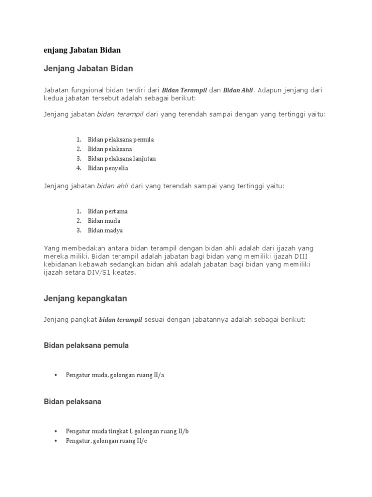 Jenjang Jabatan Bidan | PDF | Bisnis