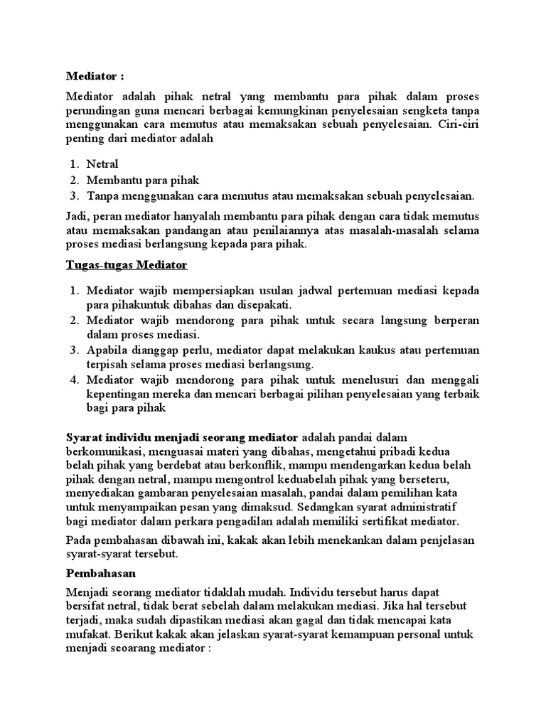 Mediator Dan Kepaniteraan | PDF