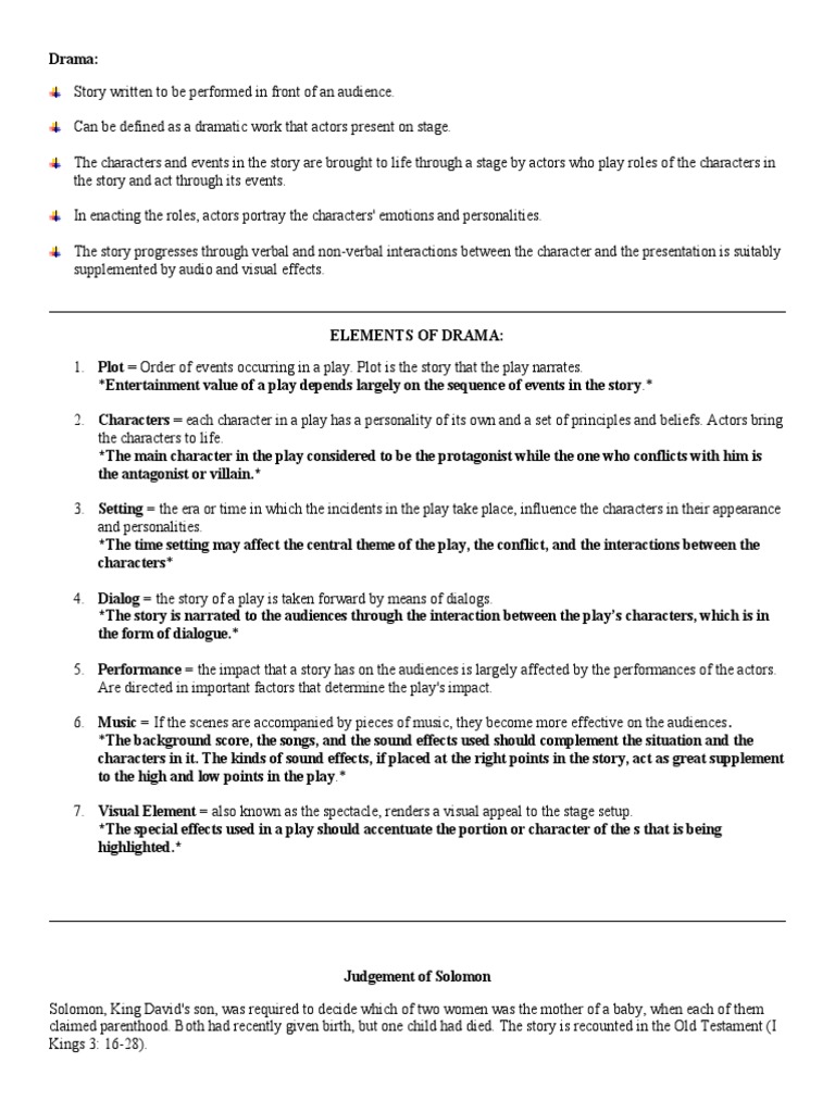 Drama-Elements of Drama | PDF | Senses | Actor
