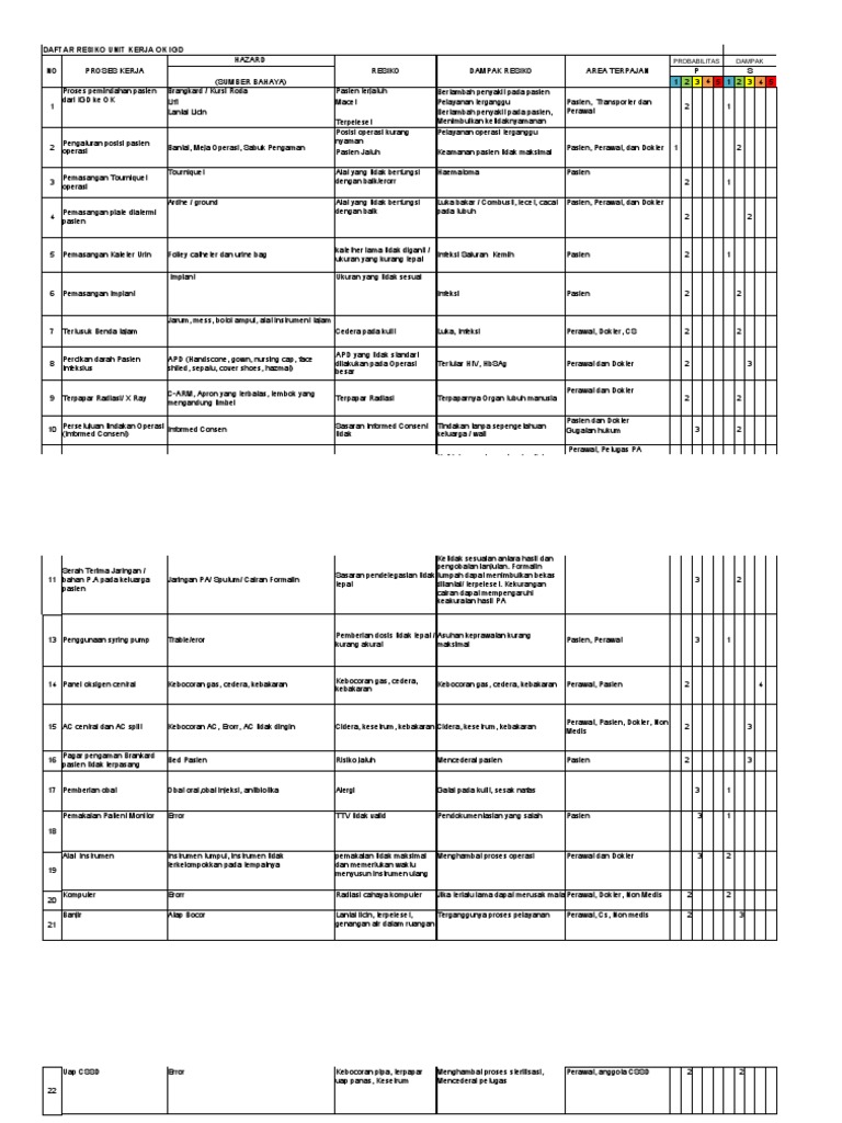 Data-Manrisk-Ok Igd 2021 Revisi Fix | PDF