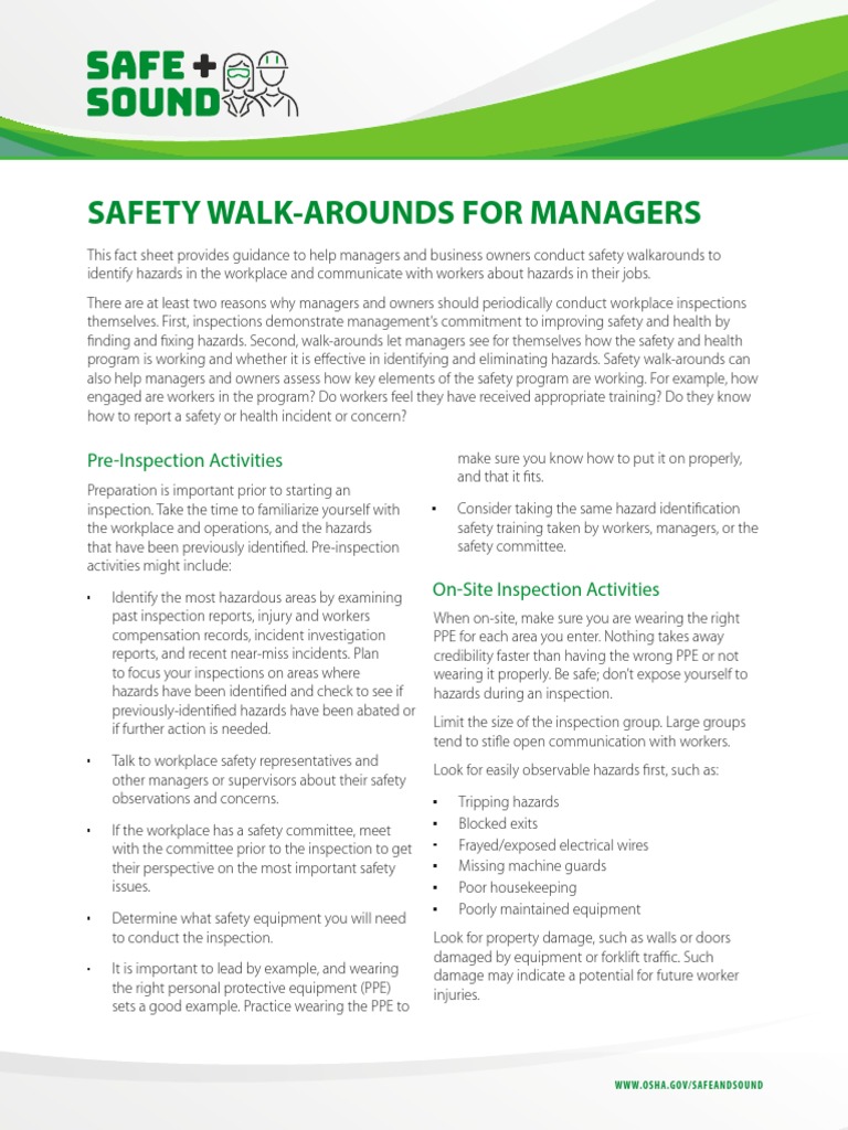 2018 - 11 - 08 - 18 - 10 - 20 - Safety Walk-Arounds Checklist | PDF ...