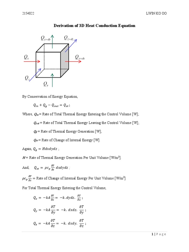 3D Heat Conduction Equation Driveration | PDF | Heat | Physical Quantities