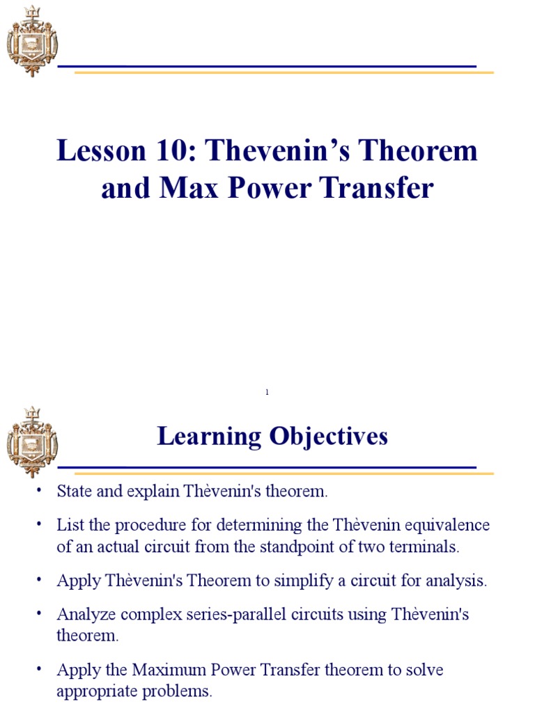 Thevenin's Theorem & Max Power Transfer | PDF | Electrical Network ...