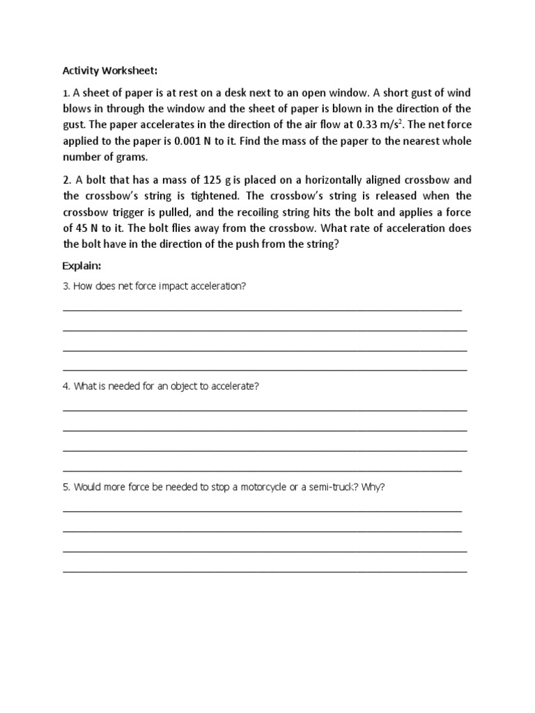 New Phy Sci Worksheet For 2ND LAW | PDF | Teaching Methods & Materials