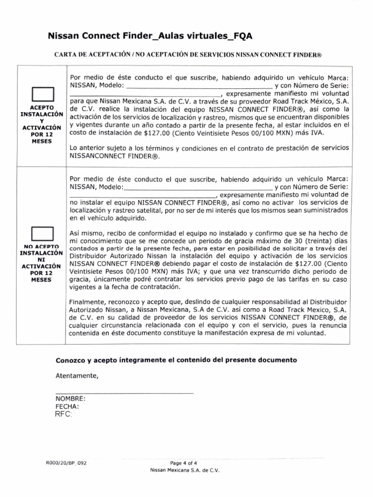 NCF Hoja de Aceptación RFC | PDF