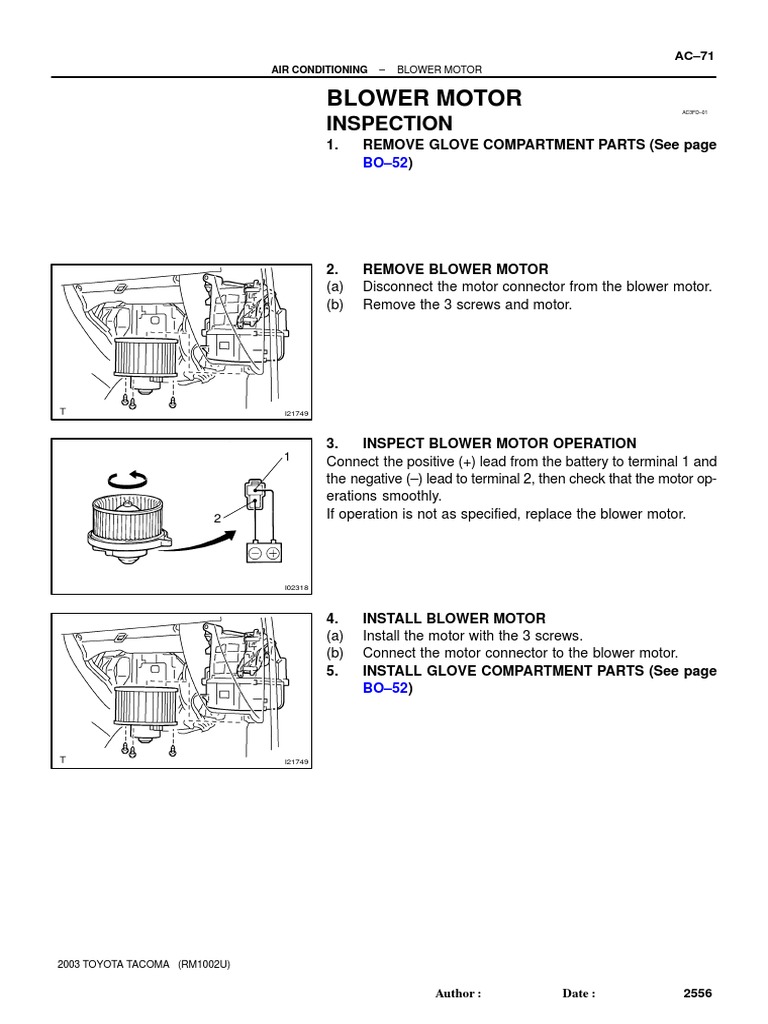 Blower Motor Inspection Guide for Tacoma | PDF