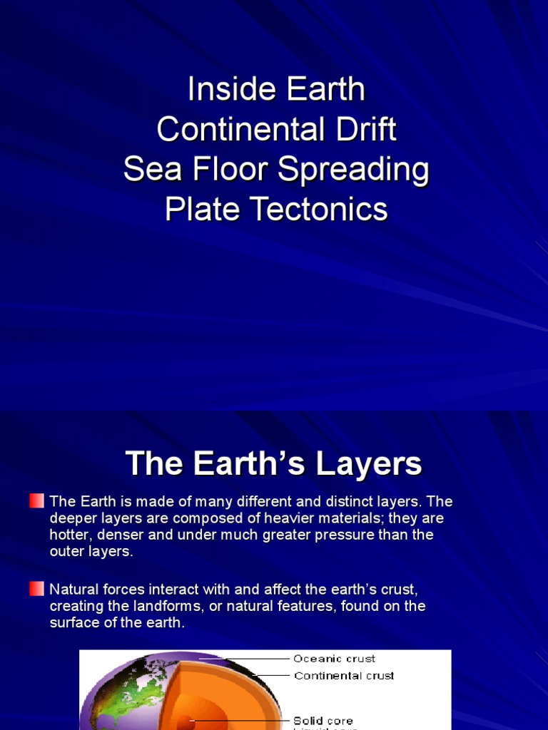 Earth Continental Drift Plate Tectonics Sea Floor Spreading-0 ...