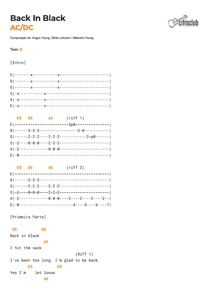 Cifra Club - AC - DC - Back in Black | PDF