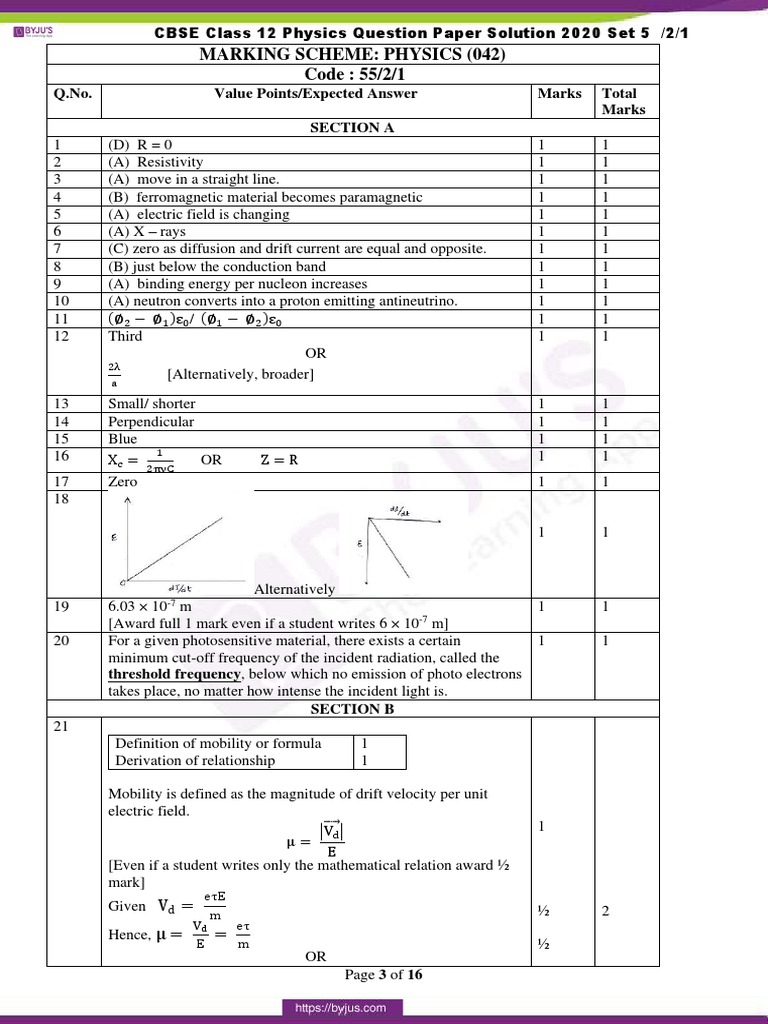 CBSE Class 12 Physics Question Paper Solution 2020 Set 55-2-1 | Download Free PDF | Torque ...