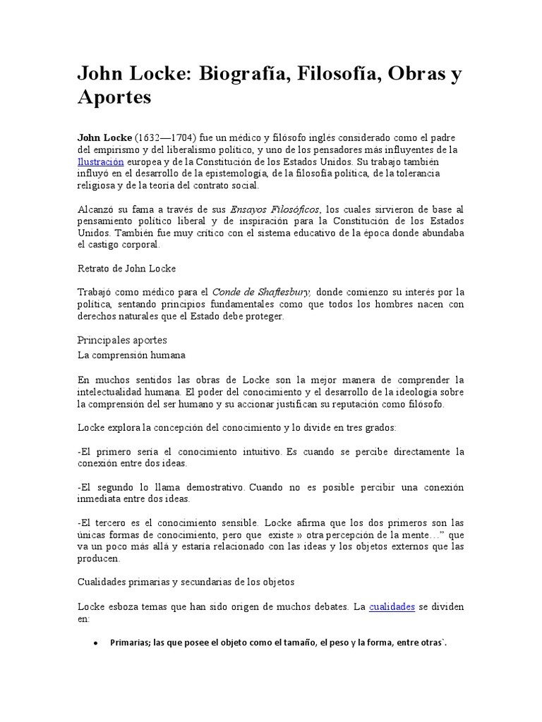 John Locke | PDF | John Locke | Conocimiento