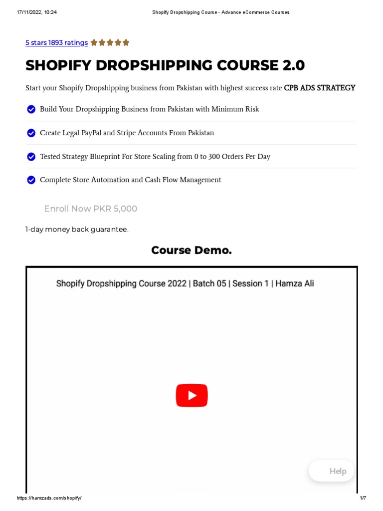 Shopify Dropshipping Course - Advance Ecommerce Courses | PDF | E Commerce | Facebook