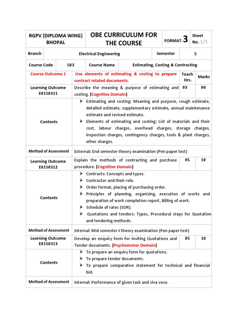 Electrical Estimating & Costing Course | PDF | Electrical Wiring ...