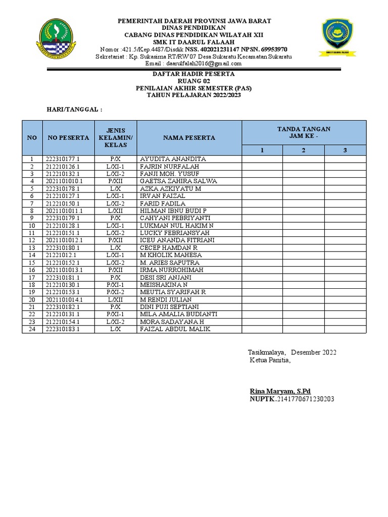 DFTR HDR Ruang 2 | PDF