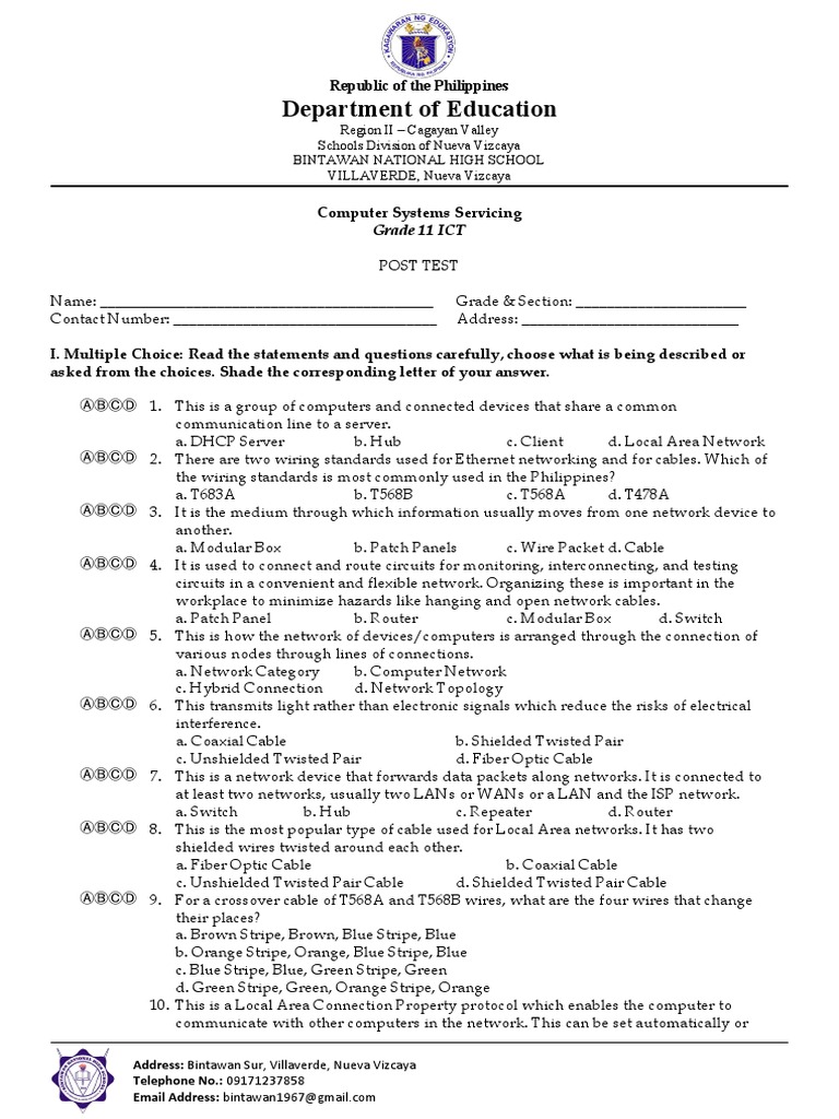 3rd QTR CSS Summative | PDF | Computer Network | Local Area Network
