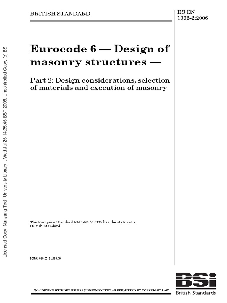 BS en 1996-2 2006 | PDF | Concrete | Mortar (Masonry)