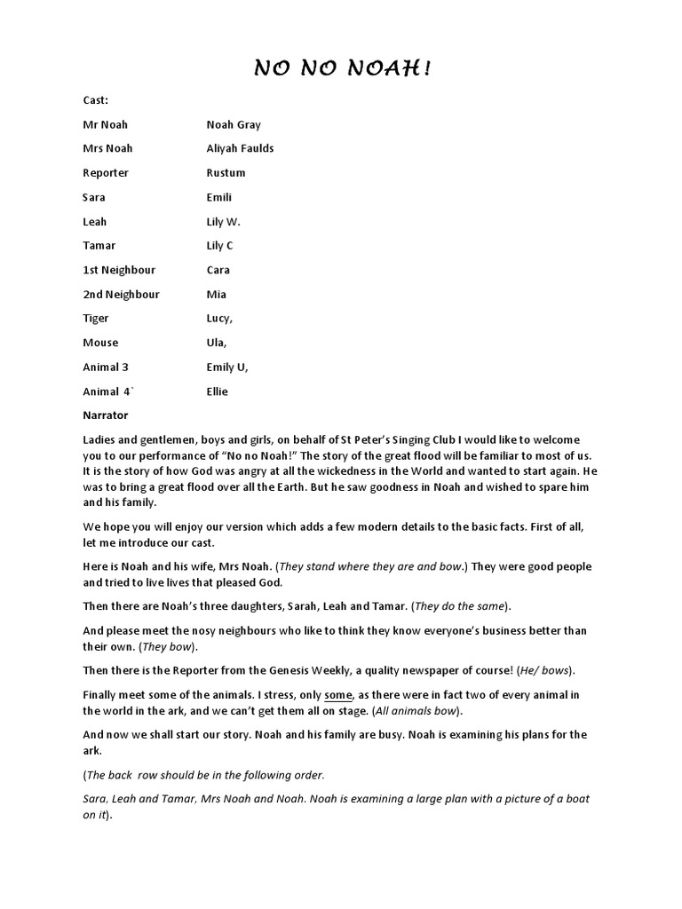 Noah Script Final Version | PDF | Noah | Noah's Ark