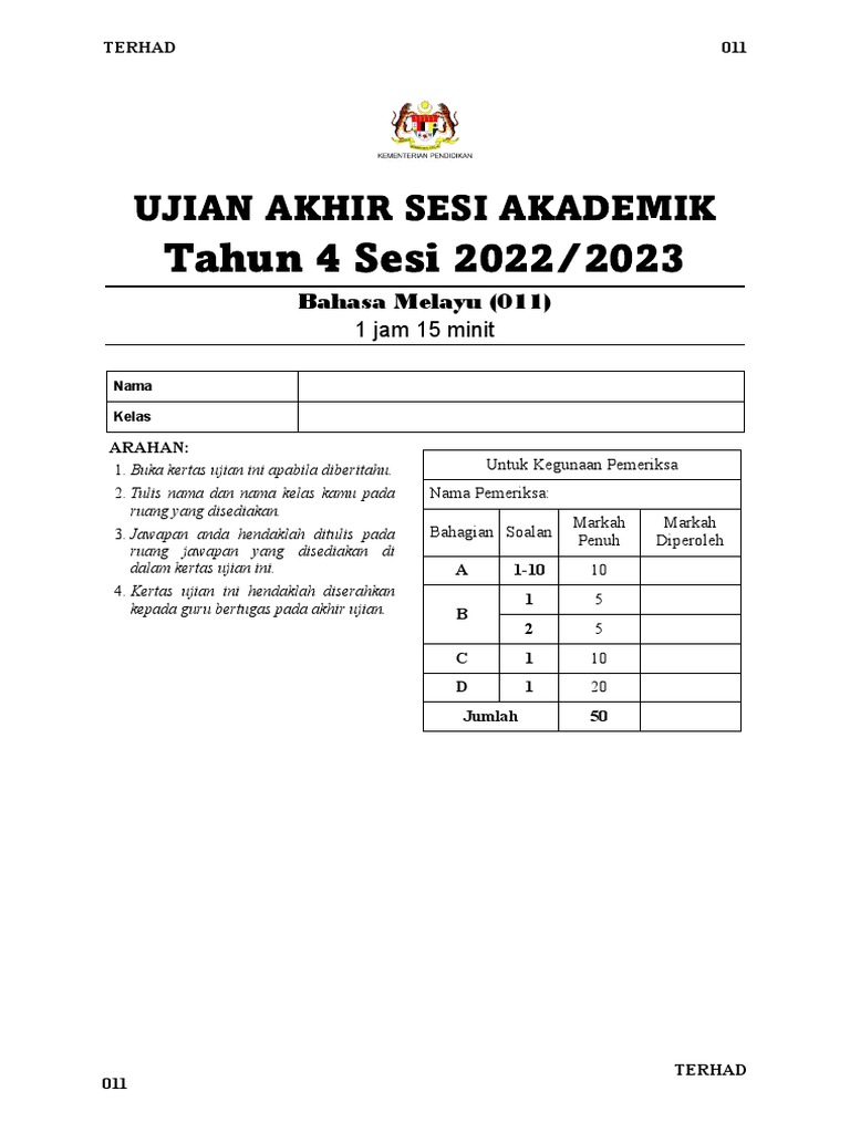 Uasa BM THN 4 | PDF