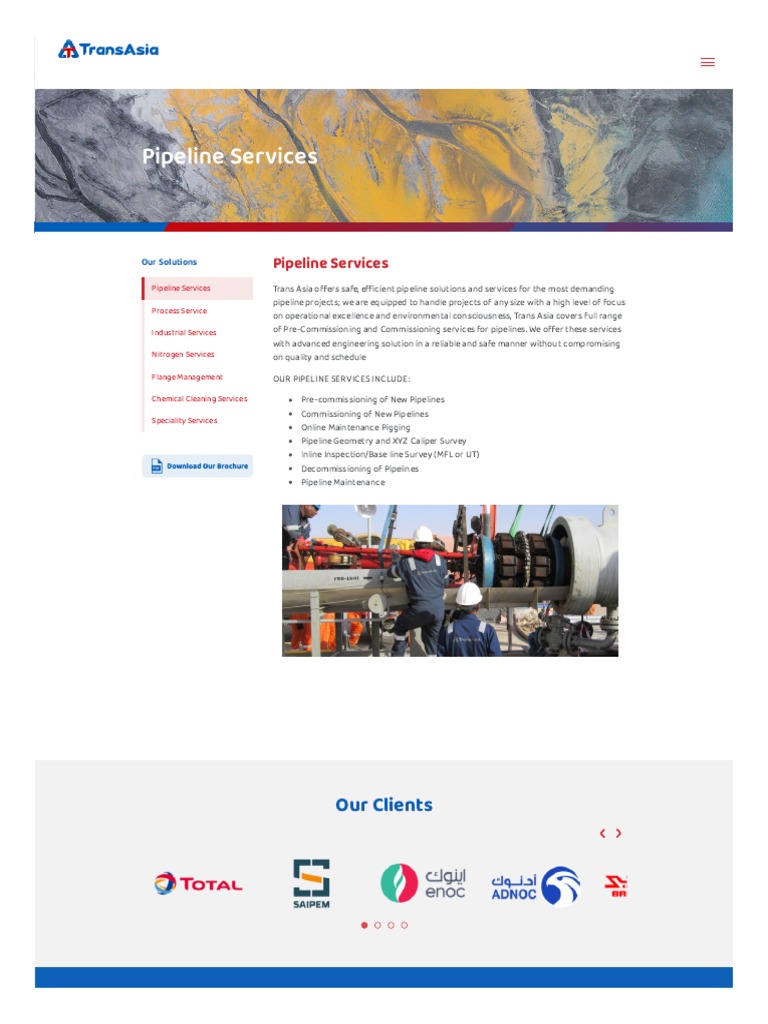 Best Pre-Commissioning of New Pipelines Services in India - TRANS-ASI | PDF | Technology ...