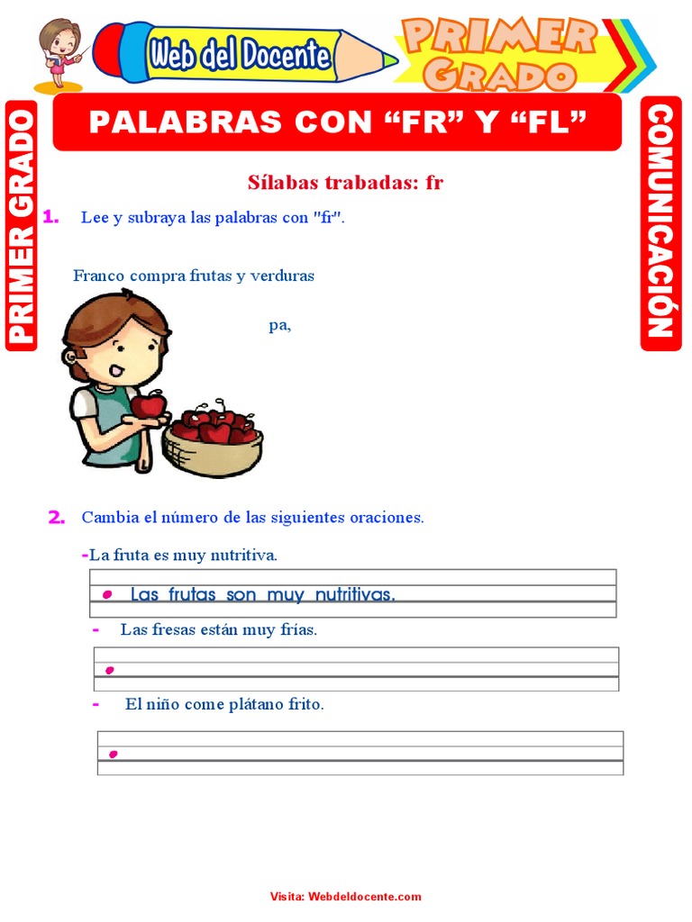 Palabras Con FR y FL para Primero de Primaria | PDF