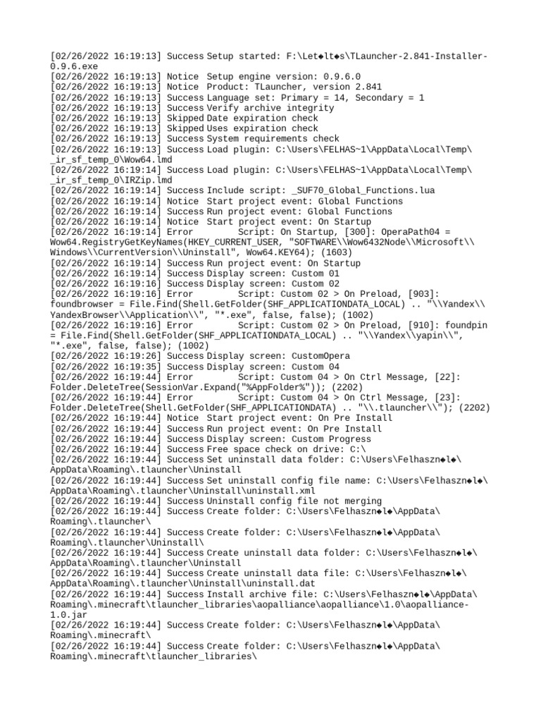 TLauncher Setup Log | PDF | Ibm Pc Compatibles | Operating System Technology