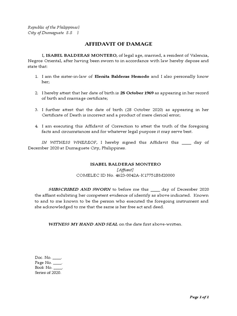 Affidavit of Correction | PDF