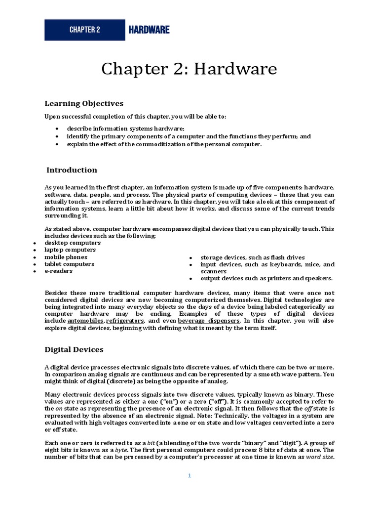 Chapter 2 Hardware | PDF | Random Access Memory | Computer Data Storage