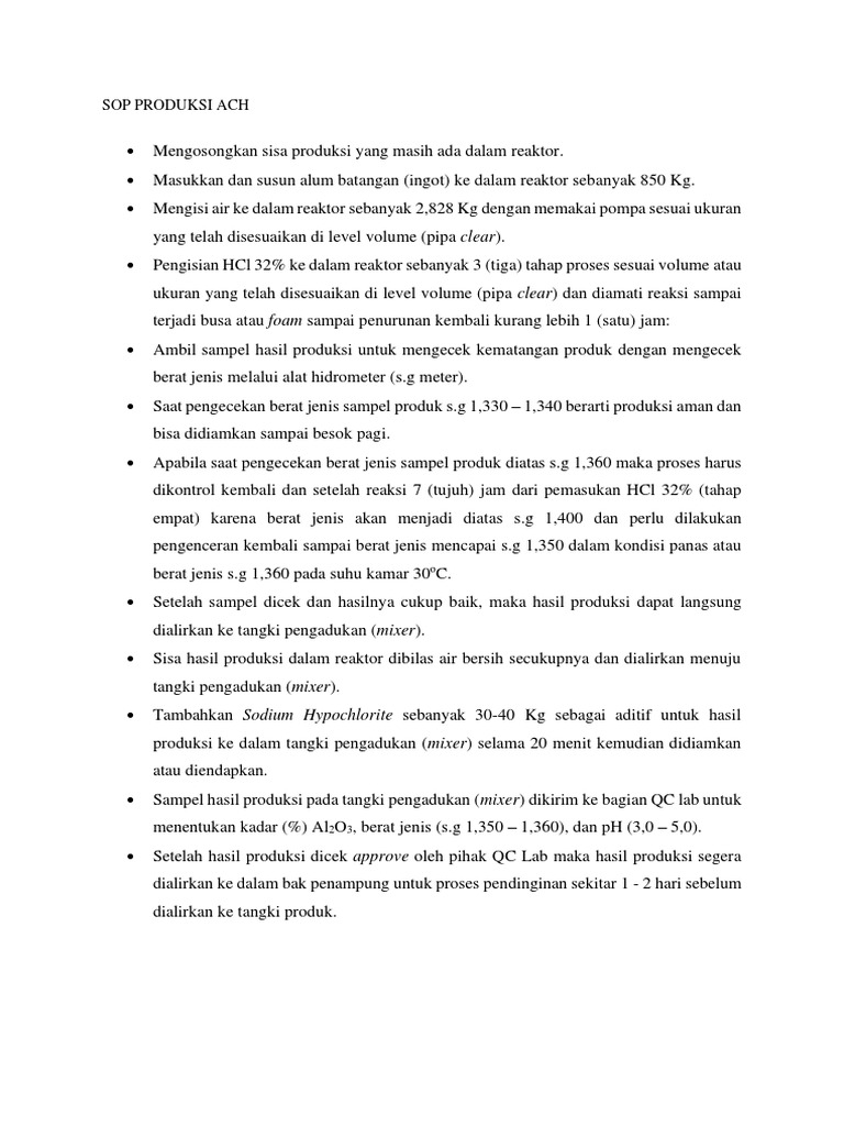 Iso Produksi Ach | PDF