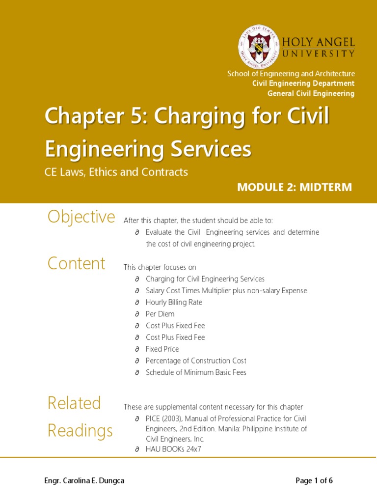 Module 2-Chapter 5 Charging For Civil Engineering Services | PDF | Salary | Cost