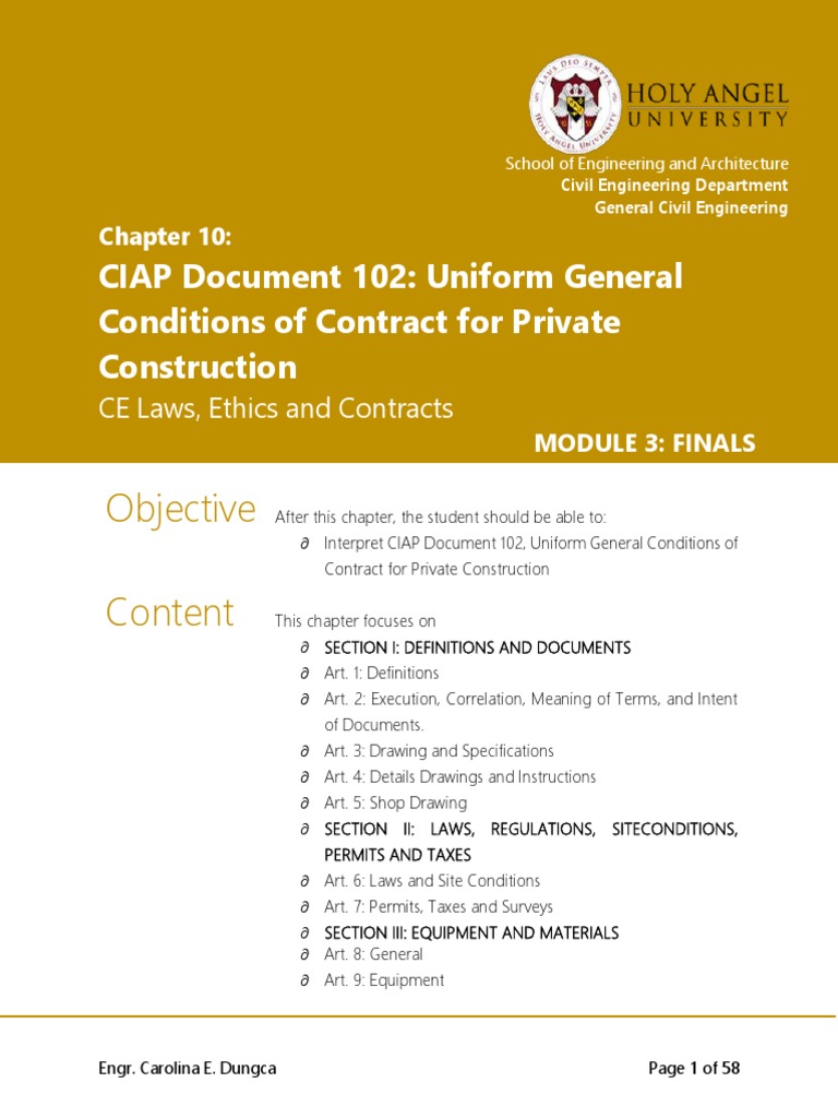 MODULE 3-CHAPTER 10 CIAP Document 102, Uniform General Conditions of Contract For Private ...