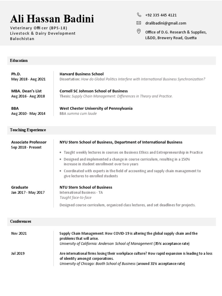 Graduate CV Template Black Grey | PDF | Business
