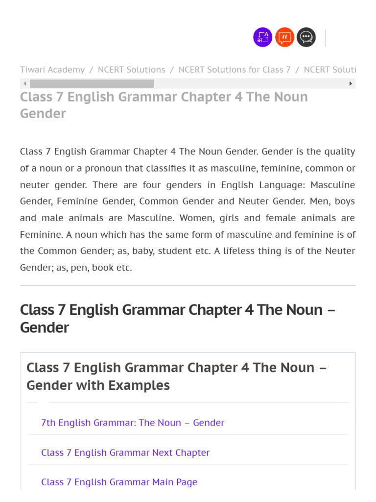 English Grammar Chapter 4 The Noun Gender Session 2022-2023 | PDF ...