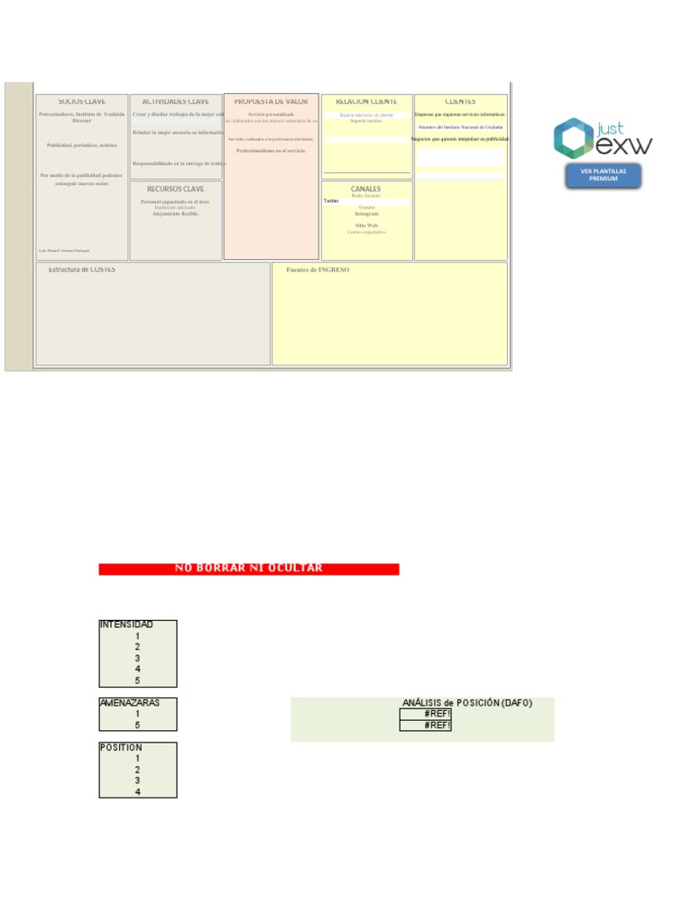 Plantilla Excel Modelo Canvas | PDF | Business | Comunicación