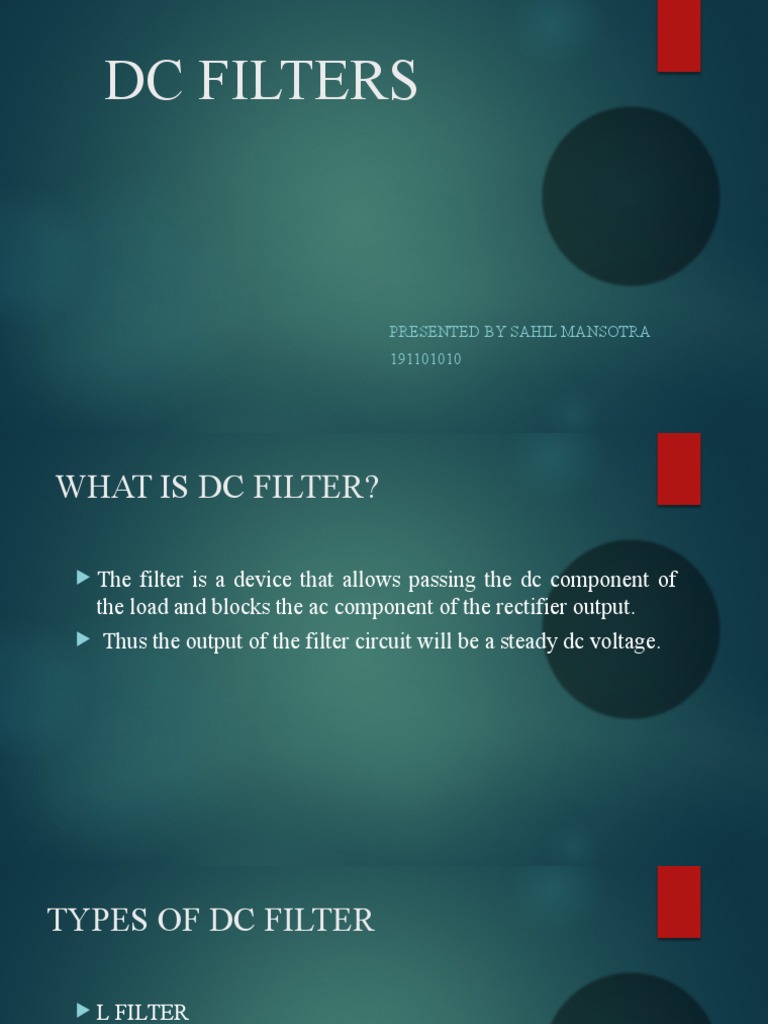 DC Filters | Download Free PDF | Rectifier | Electronic Filter