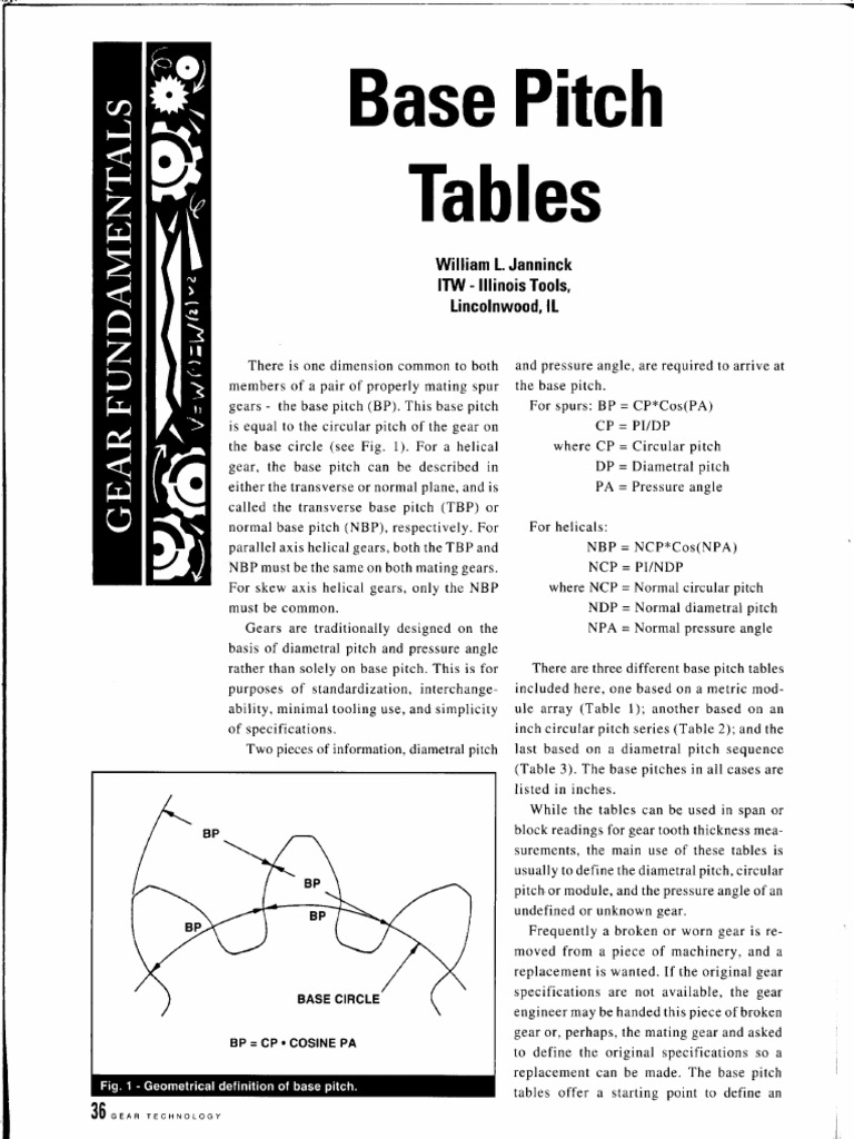 Base Pitch Tables | PDF