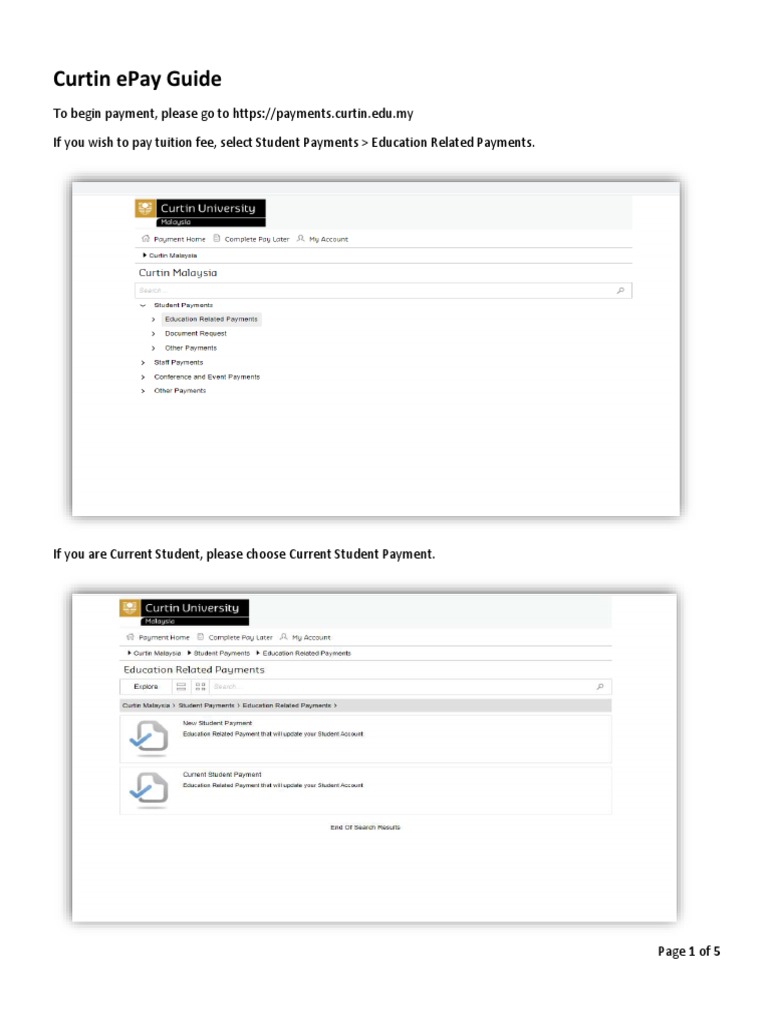 Curtin Epay Guide Current Student | PDF