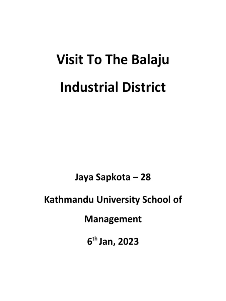 Visit To The Balaju Industrial District | PDF | Milk | Dairy