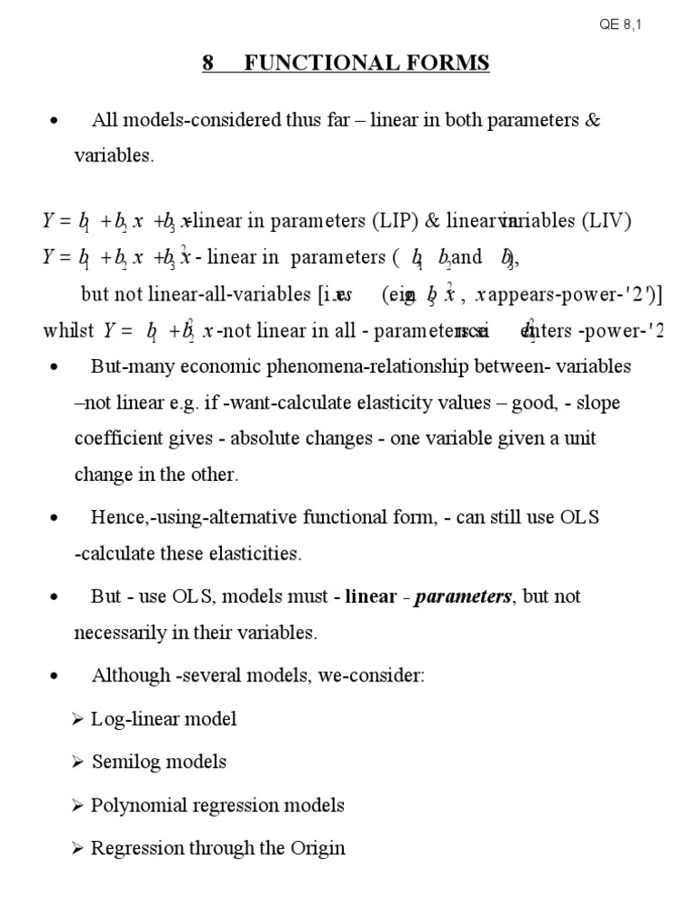Functional Forms | PDF | Linear Regression | Ordinary Least Squares